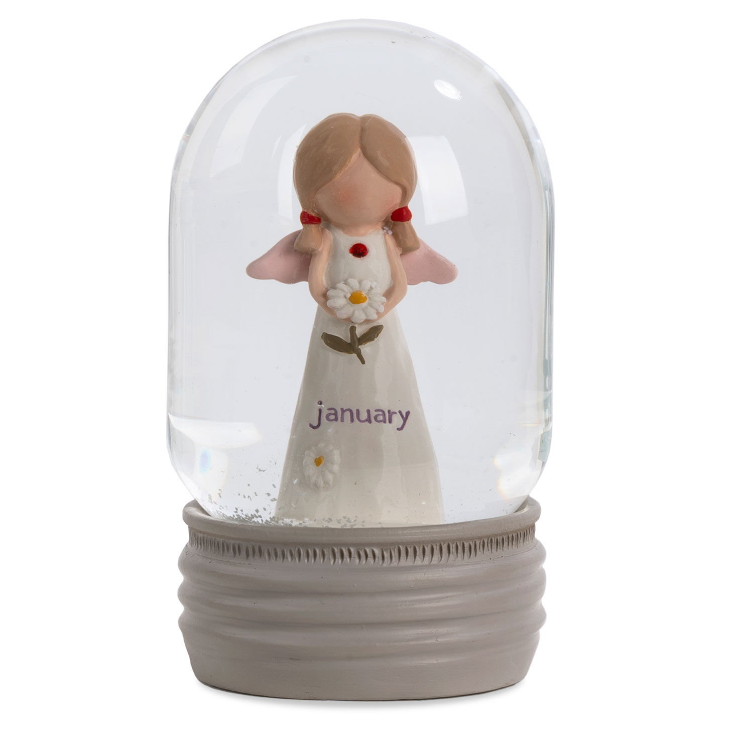 Blossom Bucket January Birthstone Angel Snow Globe, 4.2" - Snow Globes ...