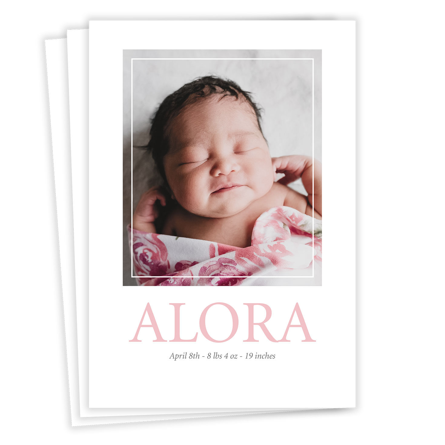 Square Frame Pink Birth Announcement - Announcements | Hallmark