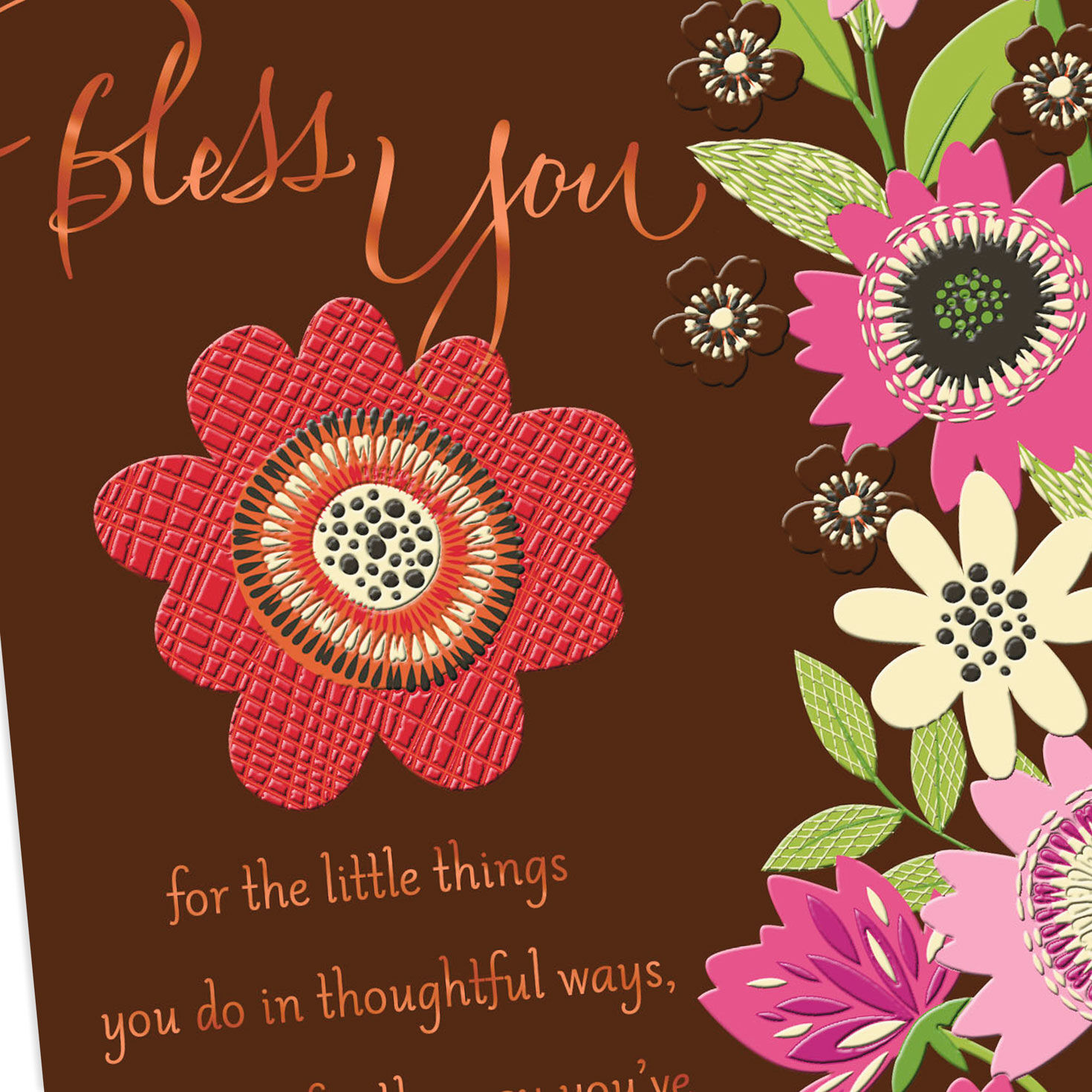 Bright Flowers Bless You Religious Thank-You Card - Greeting Cards ...