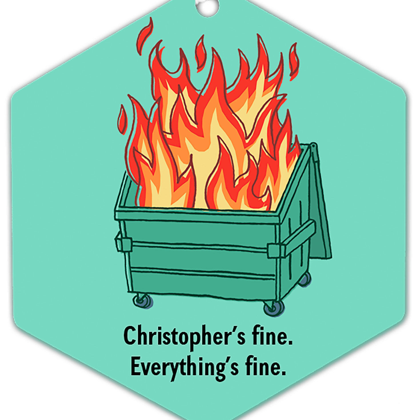 Dumpster Fire Metal Personalized Ornament, Custom Text - Personalized ...