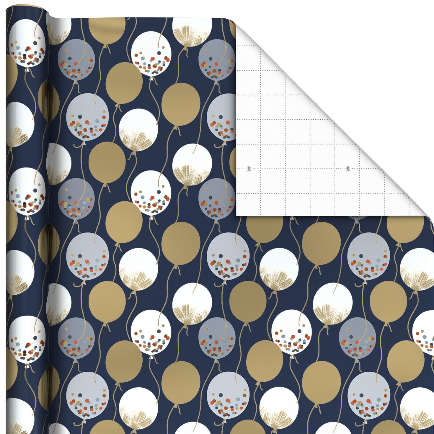 Patterned Balloons on Blue Wrapping Paper, 17.5 sq. ft. - Wrapping ...