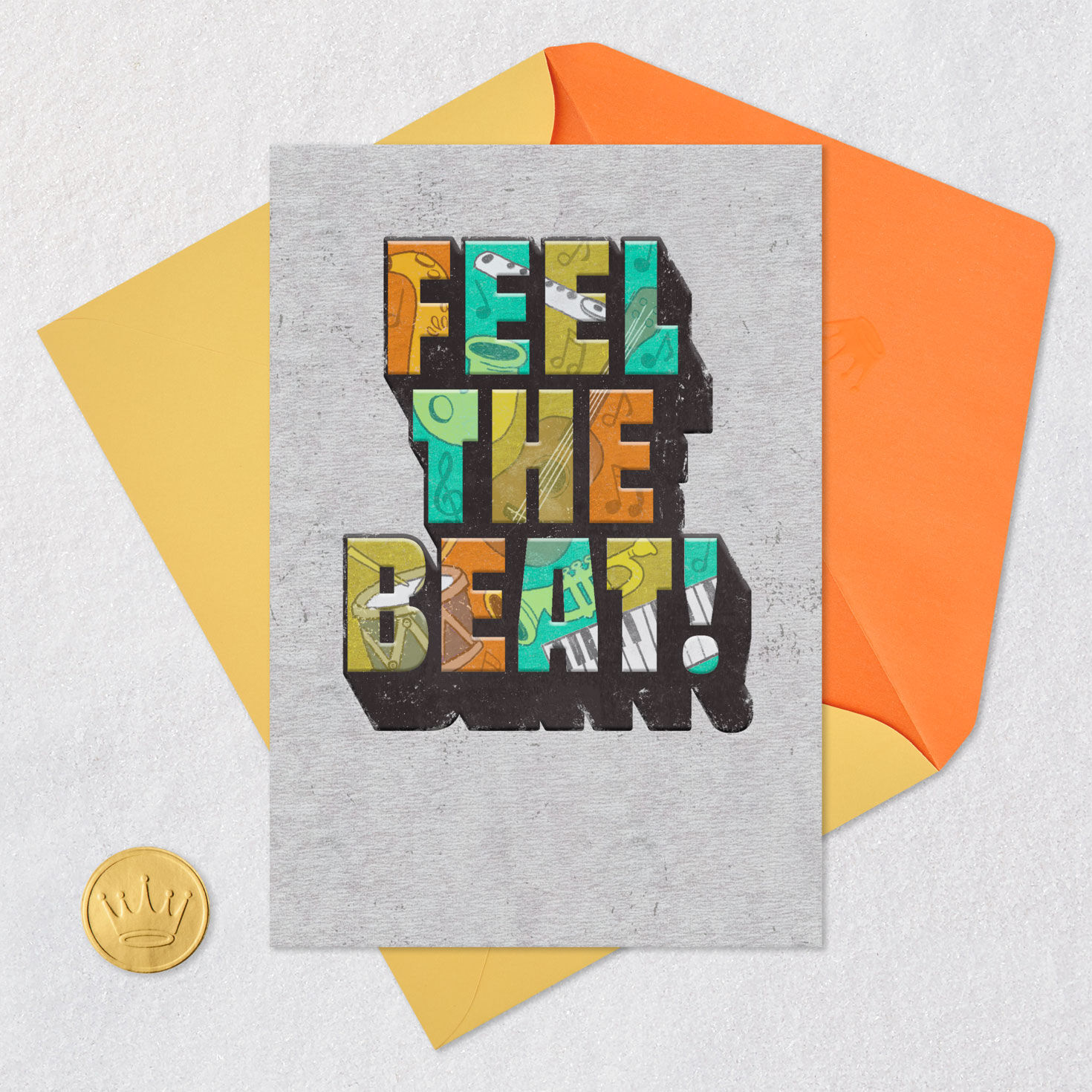 Feel the Beat Musical Icons Lettering Birthday Card for Kids - Greeting ...