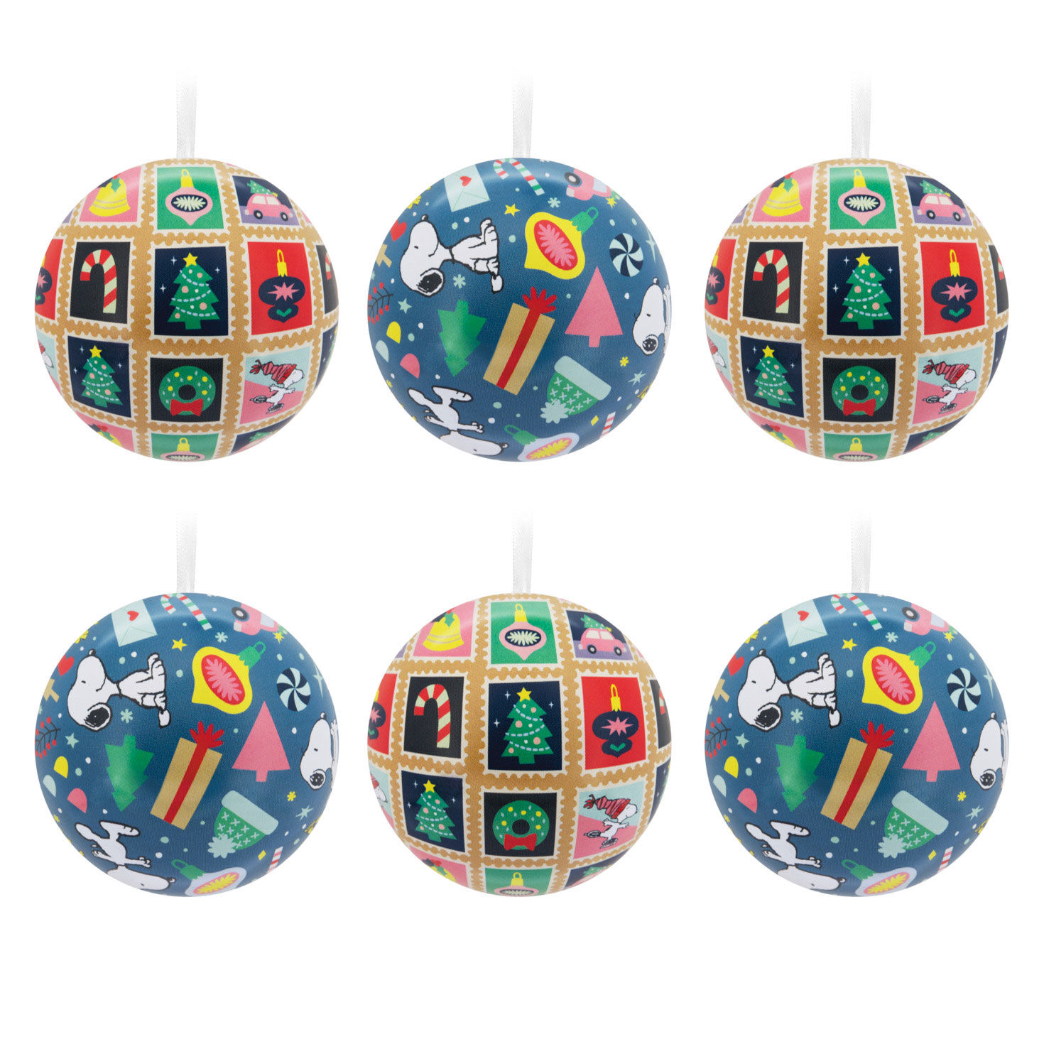 Peanuts® Tin Ball Hallmark Ornaments, Set of 12 - Hallmark Ornaments ...