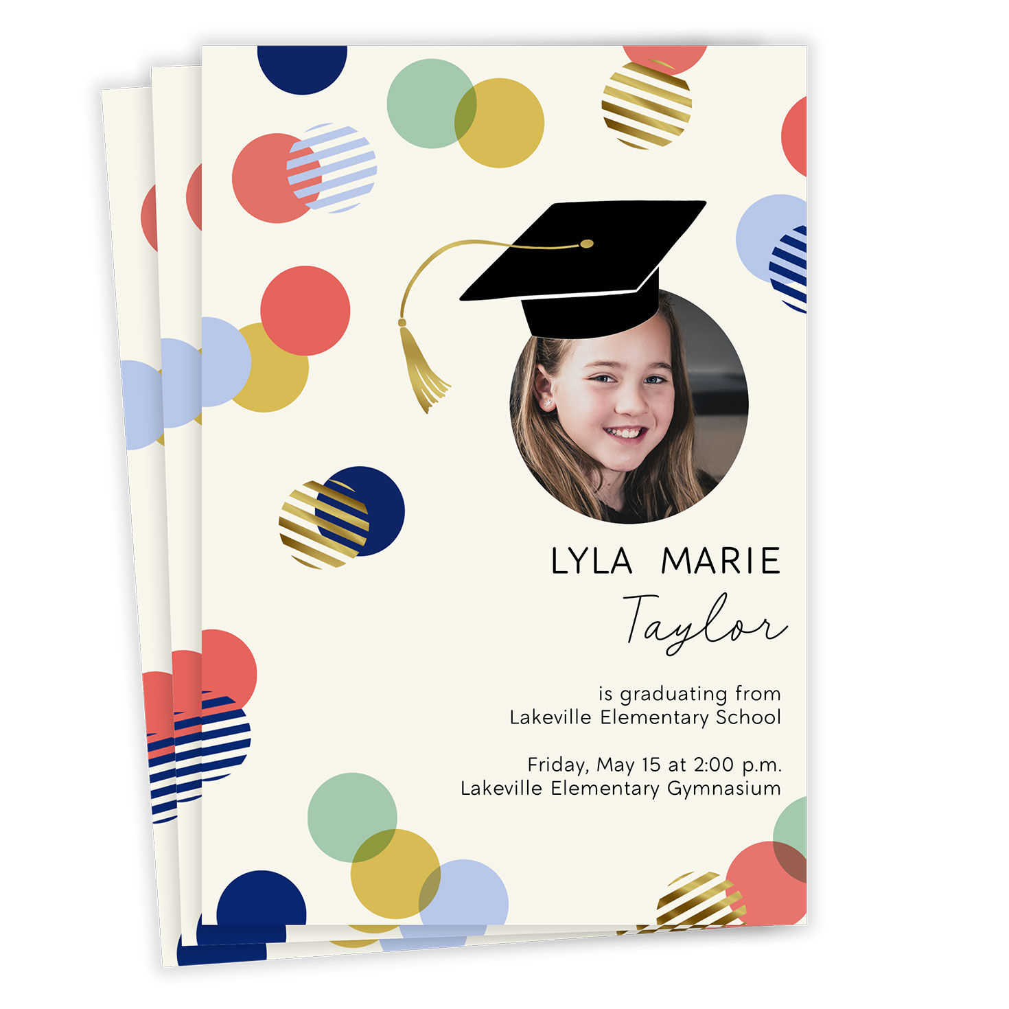 Colorful Dots and Grad Hat Graduation Invitation - Invitations | Hallmark