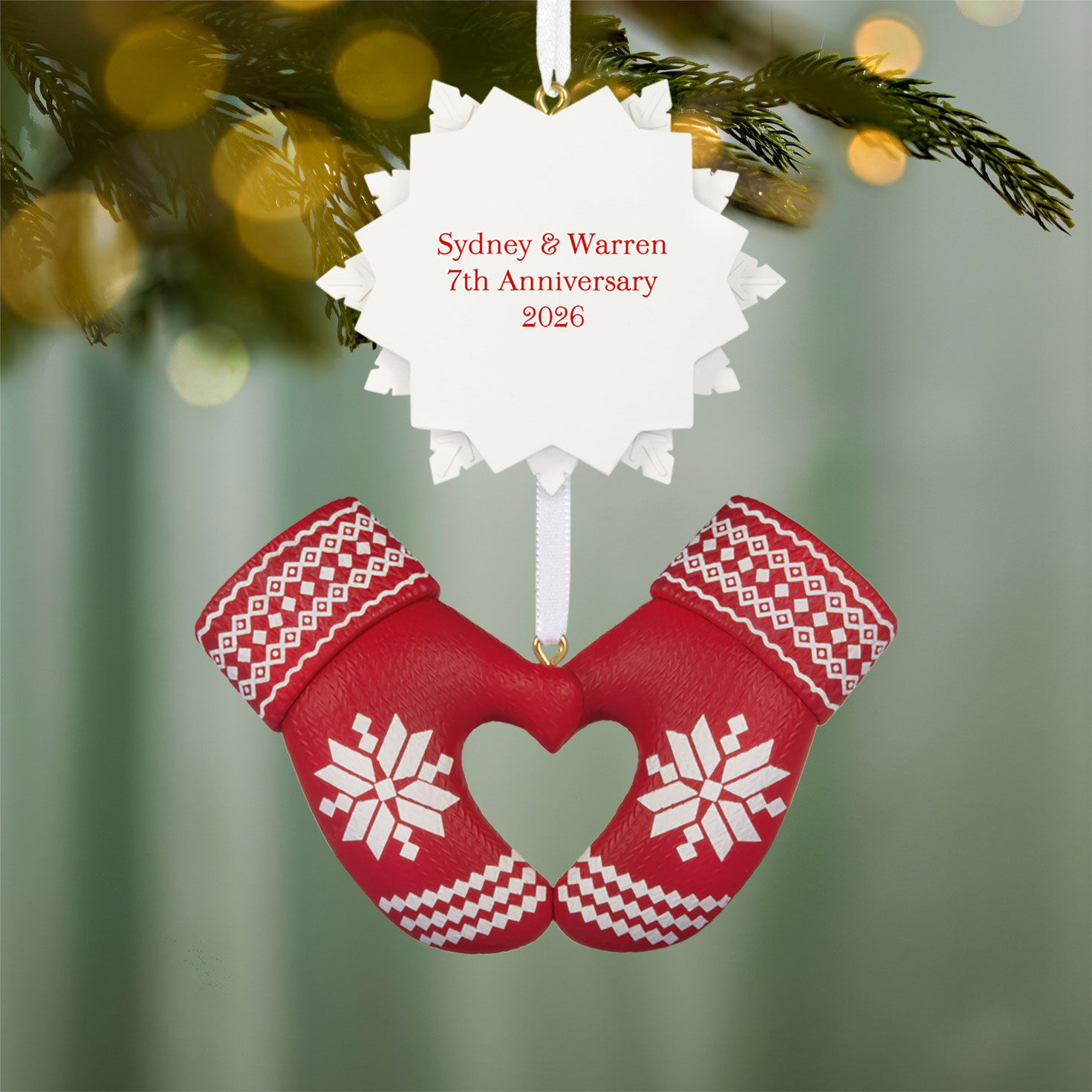 Merry Mittens Personalized Ornament, Custom Text - Personalized ...