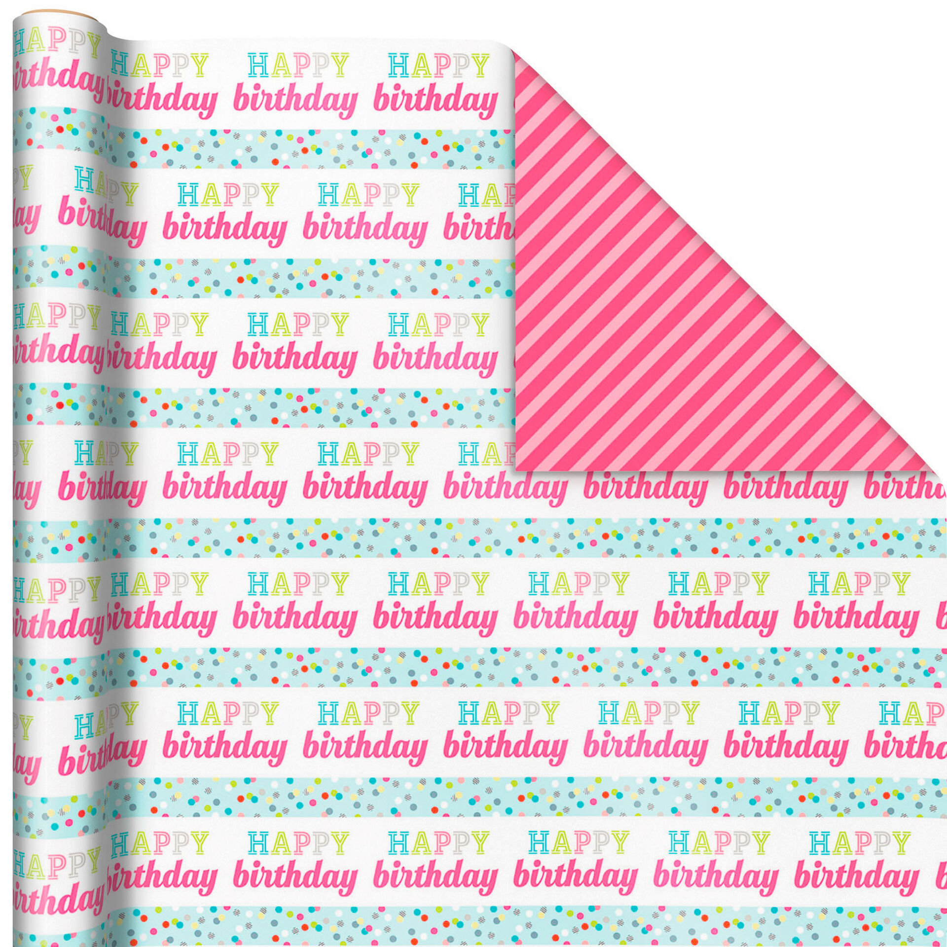 Sweet Birthday 3-Pack Reversible Wrapping Paper, 75 sq. ft. total ...