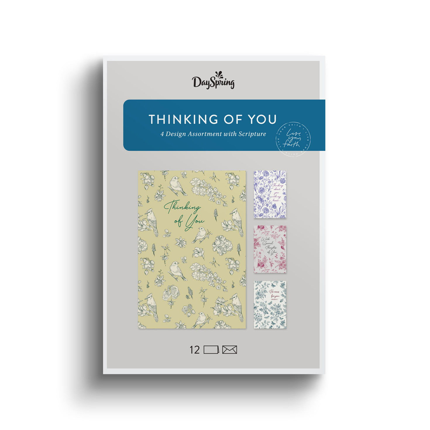 Floral Toile Assorted Religious Thinking of You Cards, Box of 12 ...