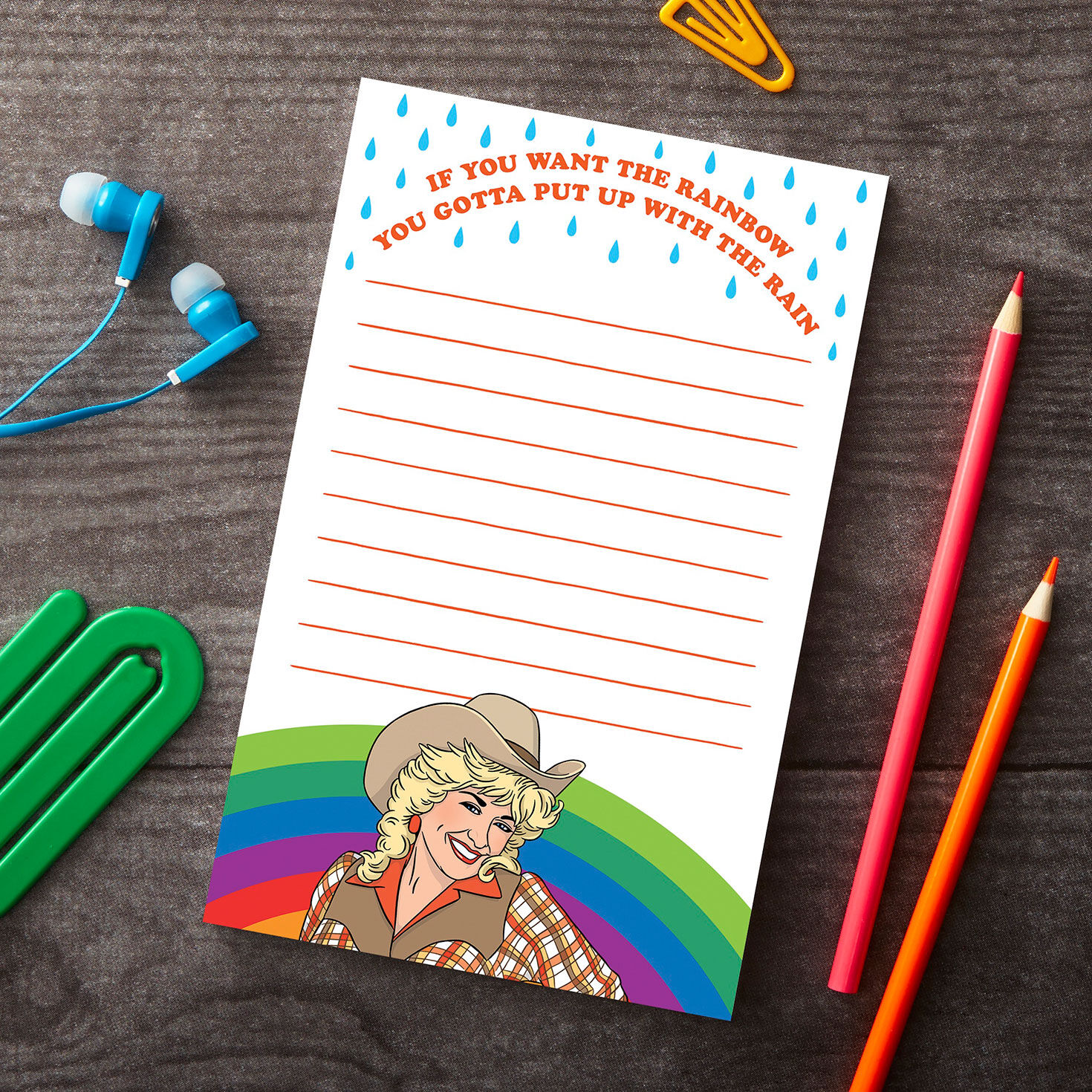The Found Dolly Parton Cowgirl Rainbow Note Pad - Office Supplies ...