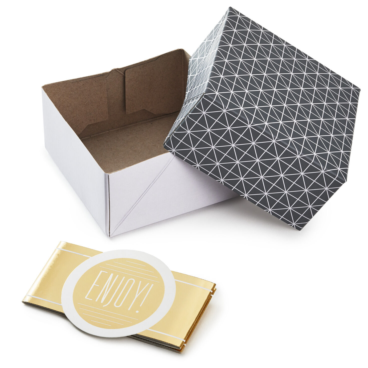 4" Gray Geometric 2-Pack Gift Boxes With Gold Bands - Gift Boxes | Hallmark