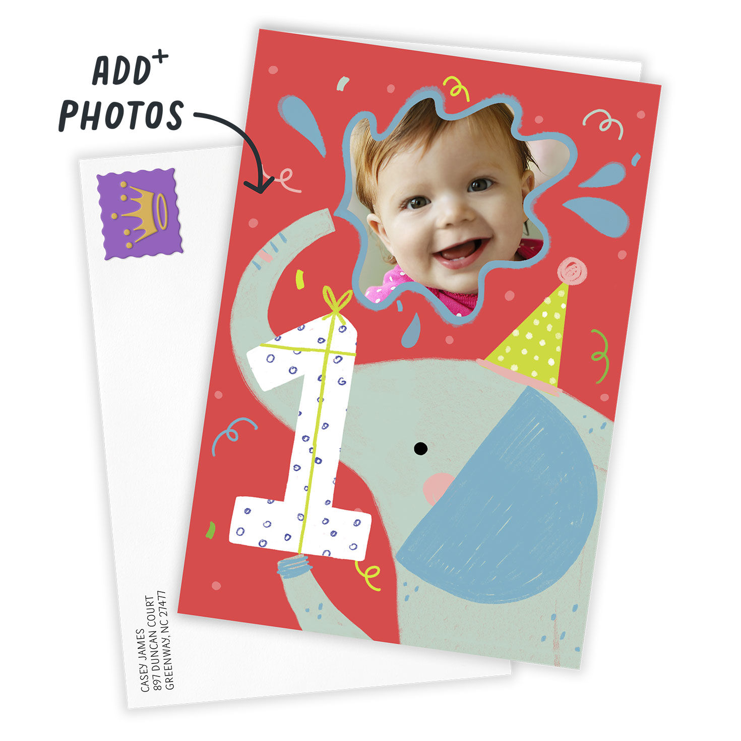 Festive Elephant Custom First Birthday Card - Greeting Cards | Hallmark