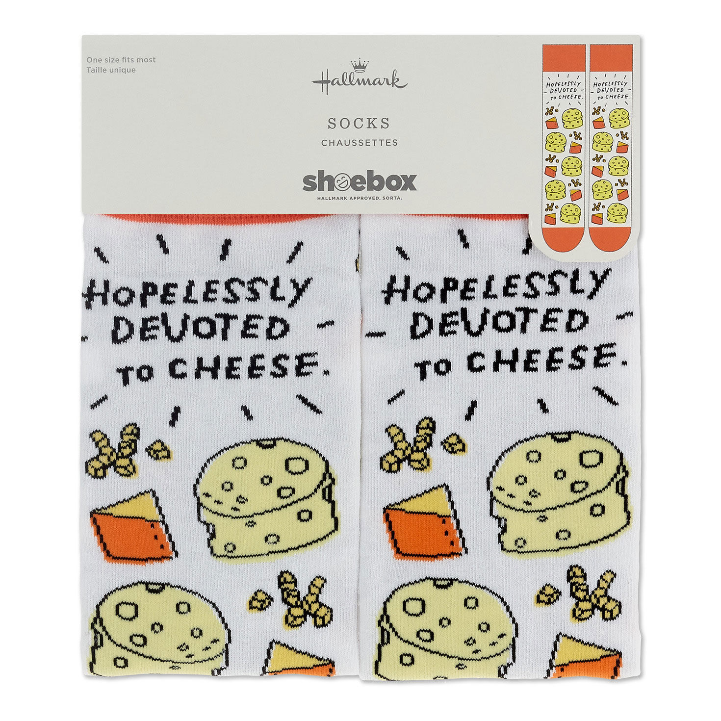 Shoebox Devoted to Cheese Funny Crew Socks - Socks & Slippers | Hallmark