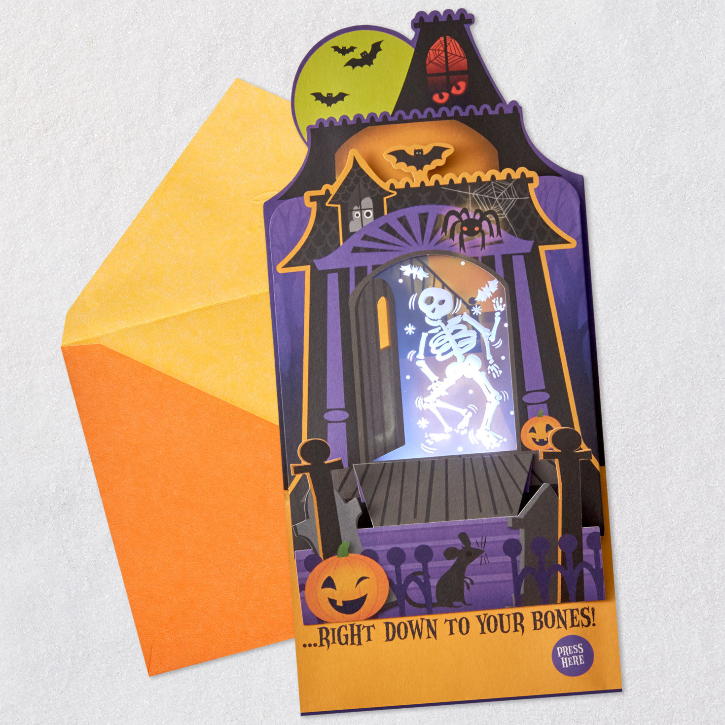 Dancing Skeleton Musical Pop-Up Halloween Card With Light - Greeting ...