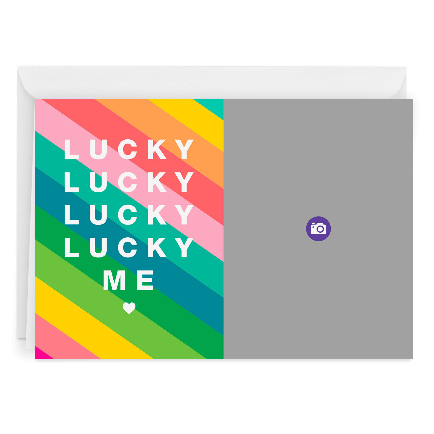 Personalized Lucky Me Rainbow Stripes Photo Card - Greeting Cards ...
