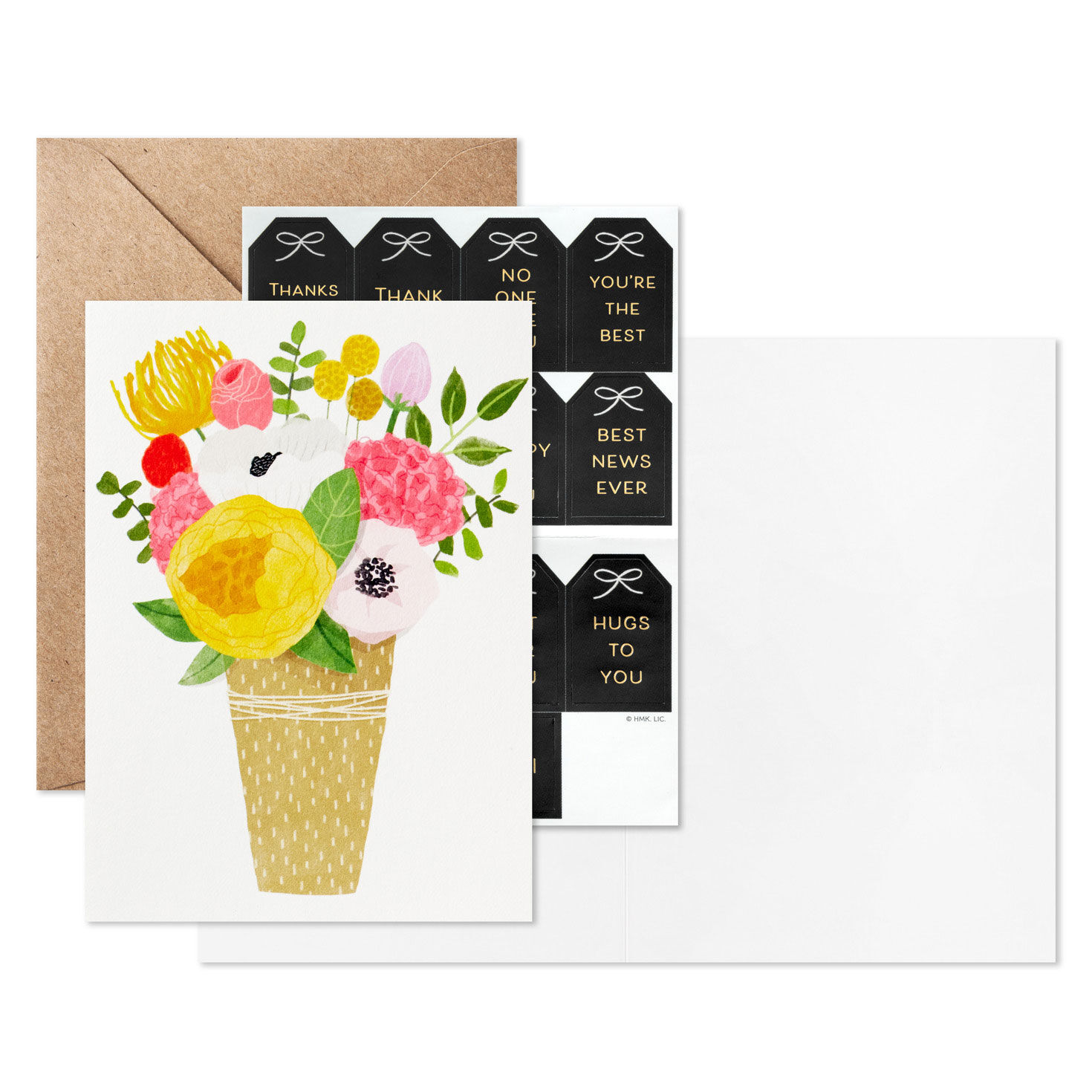 Floral Vase Boxed Blank Notes With Customizable Stickers, Pack of 10 ...
