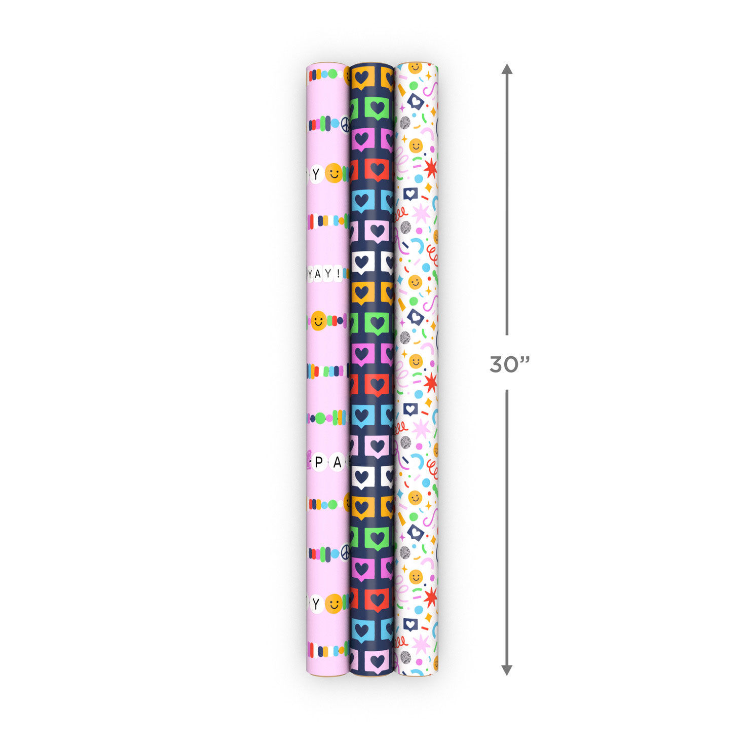 Focus on Fun 3-Pack Assorted Wrapping Paper Roll Bundle, 75 sq. ft ...