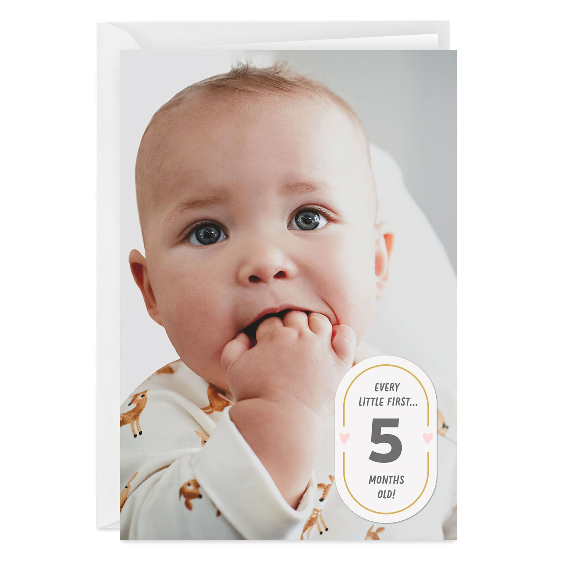 Personalized Milestone Badge with Hearts Photo Card - Greeting Cards ...