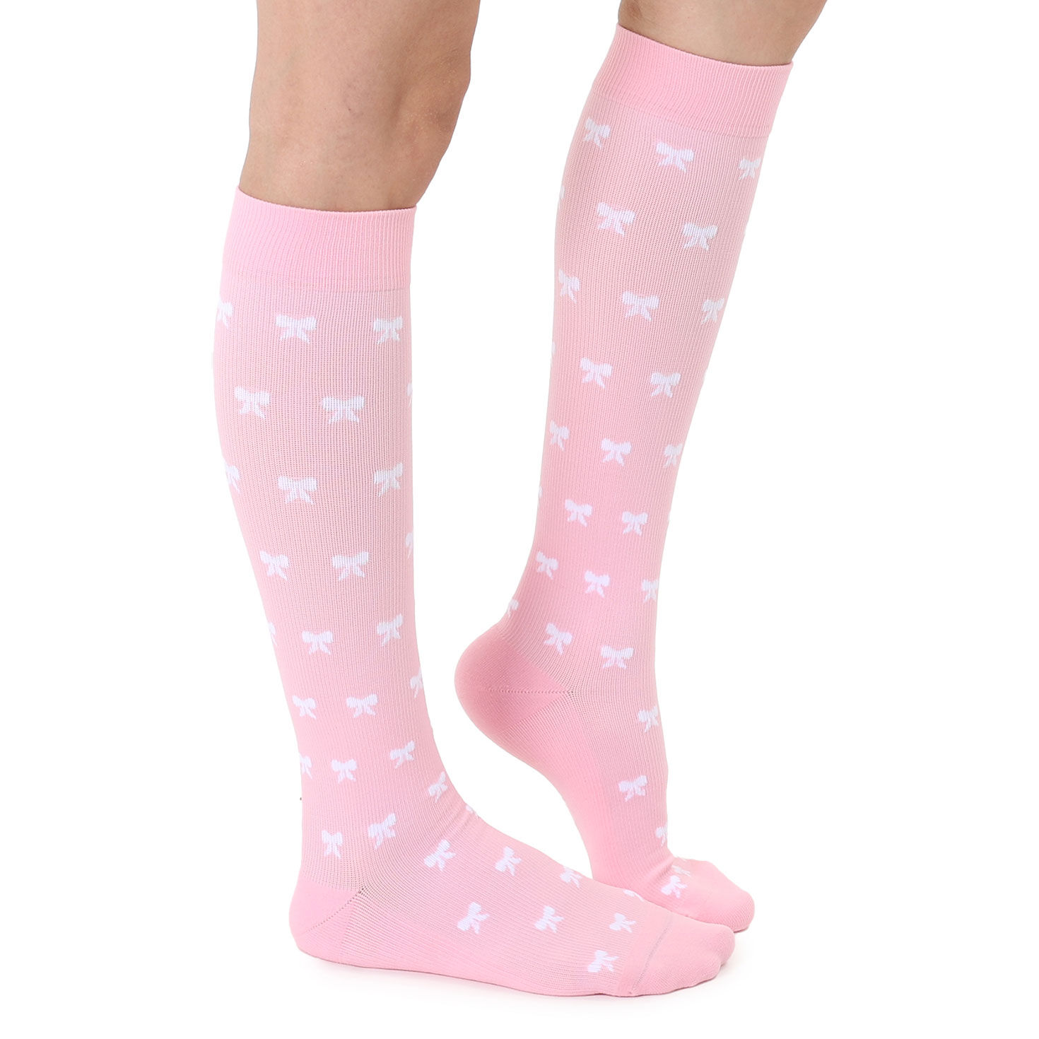 Living Royal White Bows on Pink Compression Socks - Socks & Slippers ...