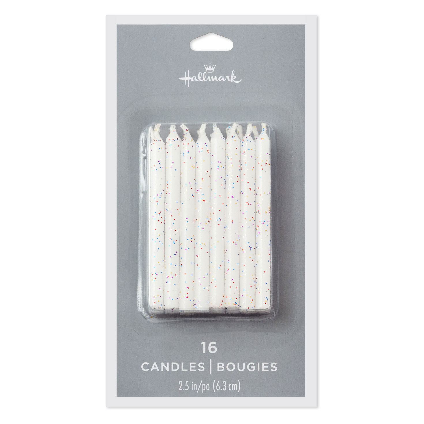 White With Glitter Birthday Candles, Set of 16 - Cake Toppers & Candles ...