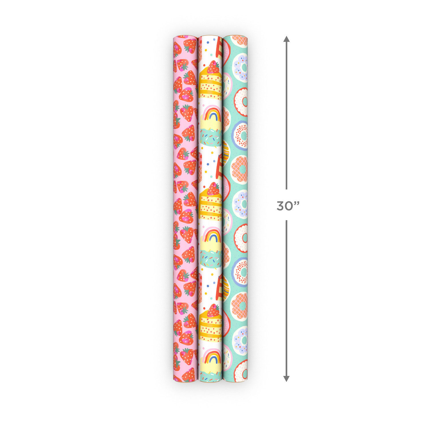Sweet Treats 3-Pack Assorted Wrapping Paper Roll Bundle, 75 sq. ft ...