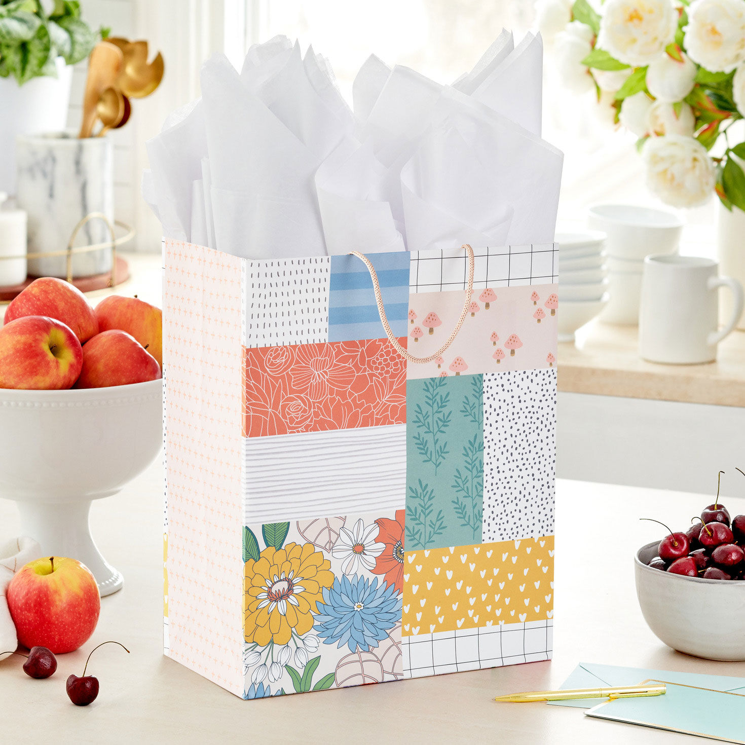 13" Patchwork Floral Large Gift Bag - Gift Bags | Hallmark