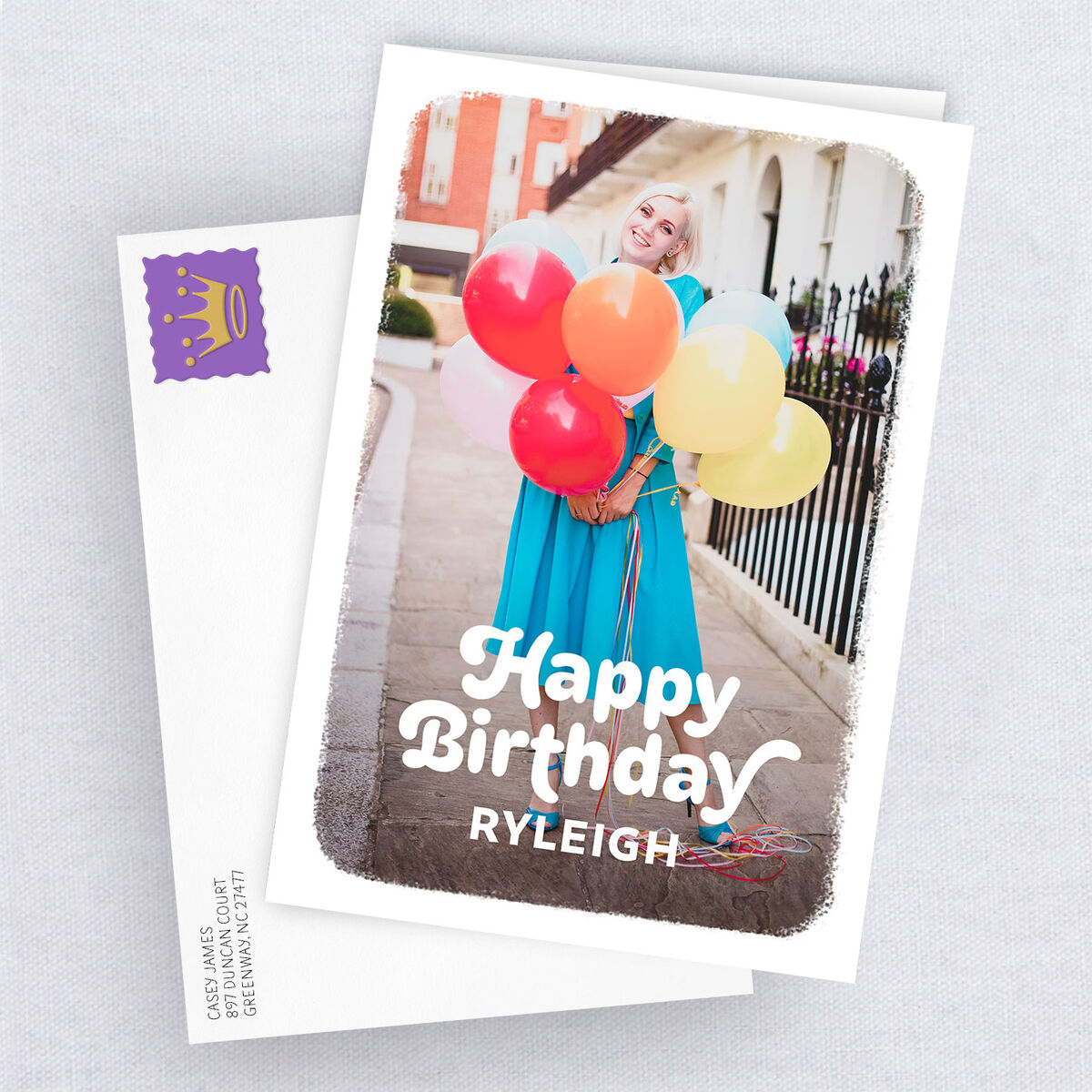 Personalized Full Photo Birthday Photo Card, 5x7 Vertical - Greeting ...