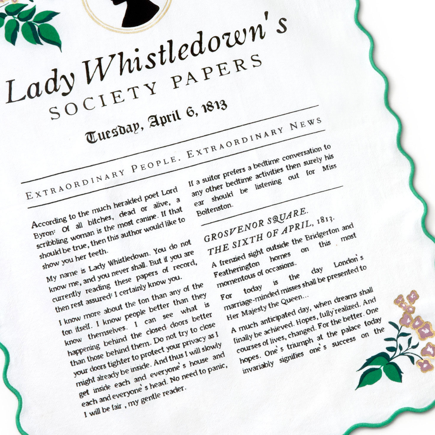 Bridgerton Lady Whistledown's Society Papers Tea Towel, 18x26 - Kitchen ...