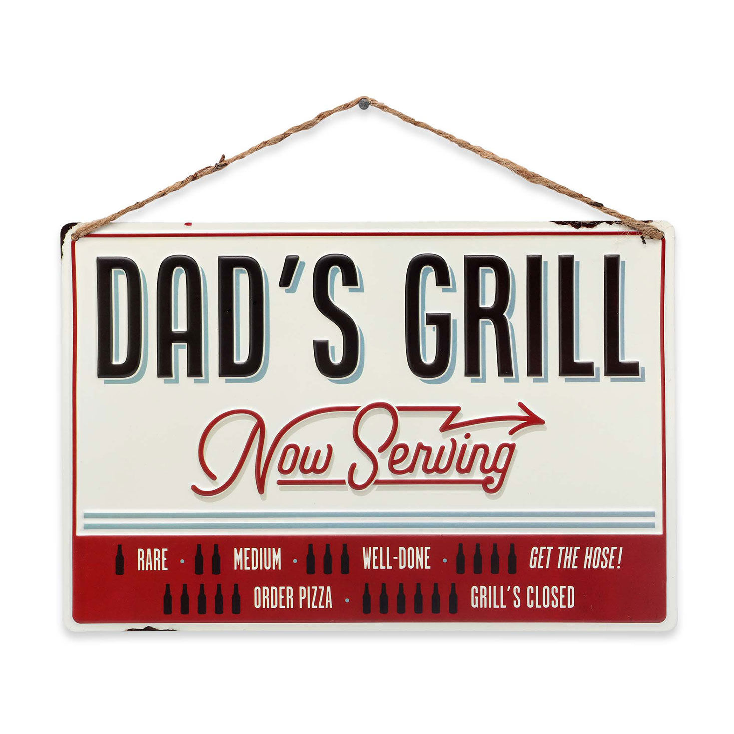 Open Road Garage Dad's Grill Embossed Tin Quote Sign - Plaques & Signs ...