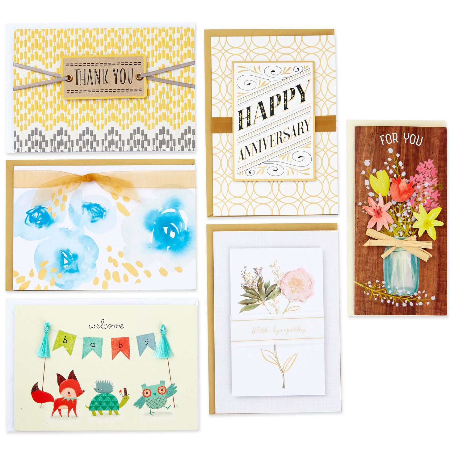 Premium Assorted Handmade All-Occasion Cards in Leaf Print Organizer ...
