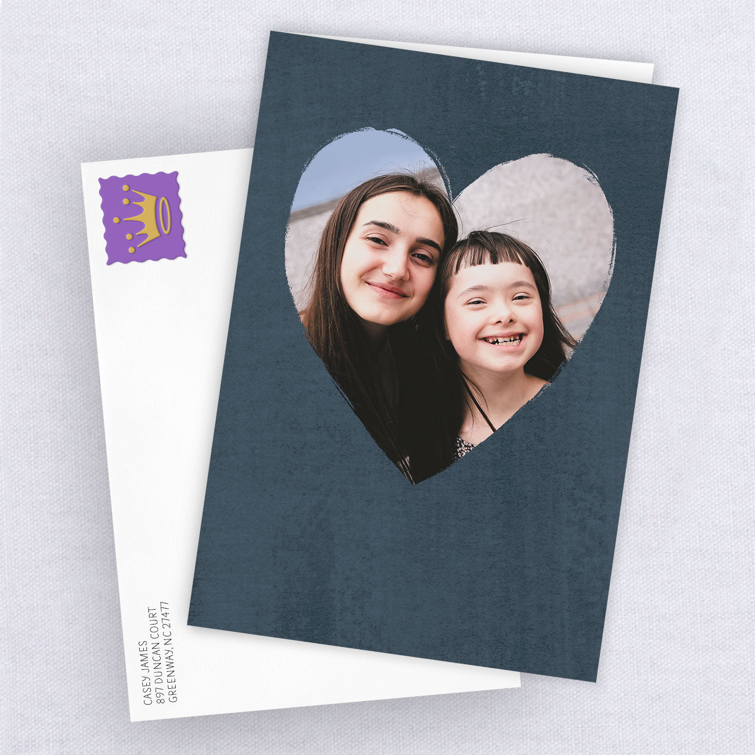 Personalized Navy Heart Frame Photo Card - Greeting Cards | Hallmark