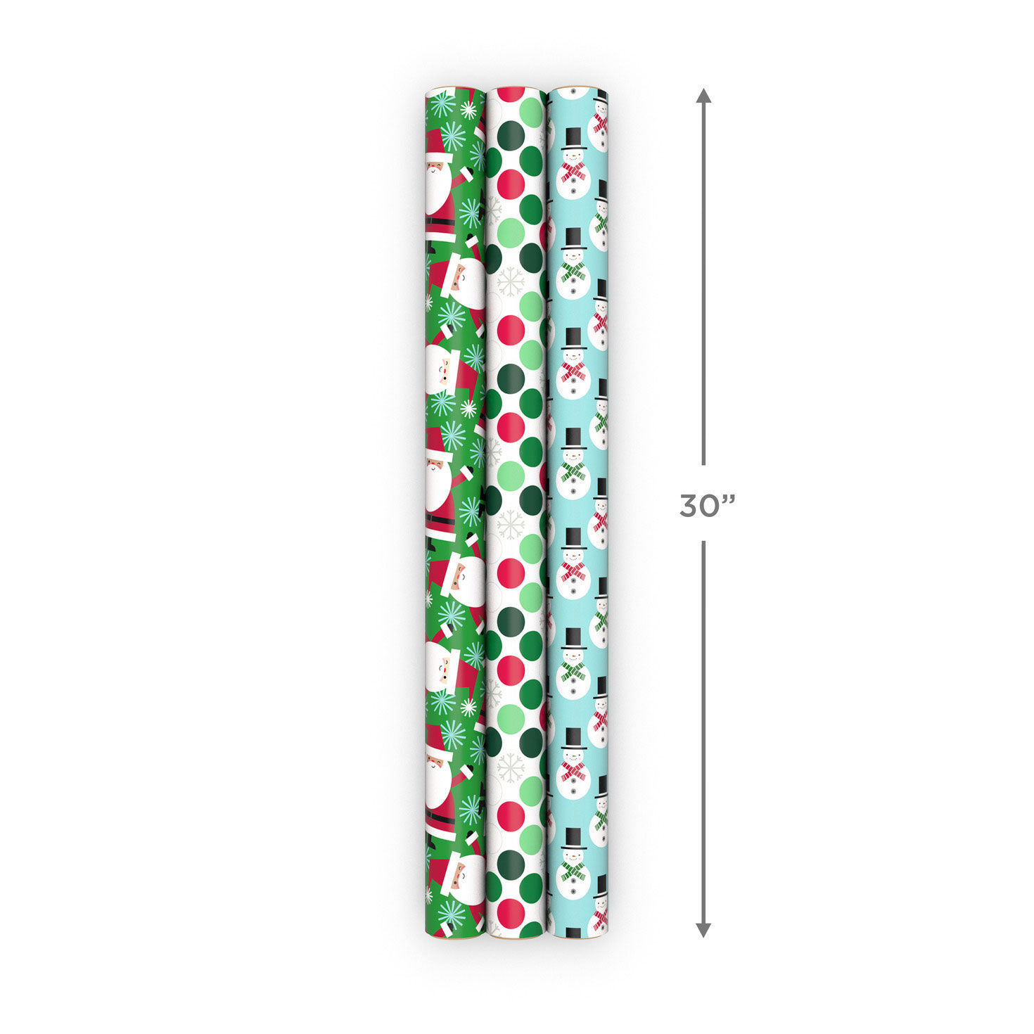 Merry Mix 3-Pack Assorted Wrapping Paper Roll Bundle, 90 sq. ft. total ...