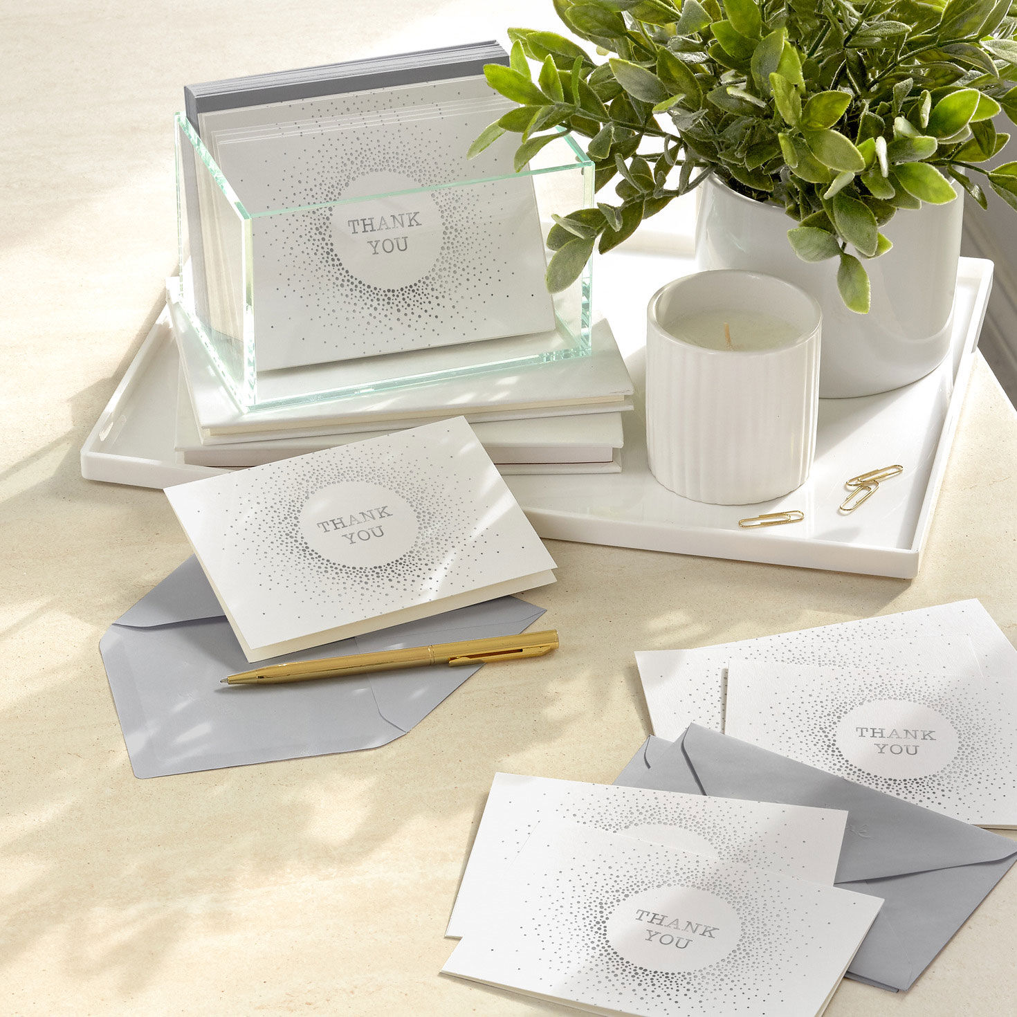 Silver Sparkle Blank Thank You Notes, Pack of 10 - Note Cards ...