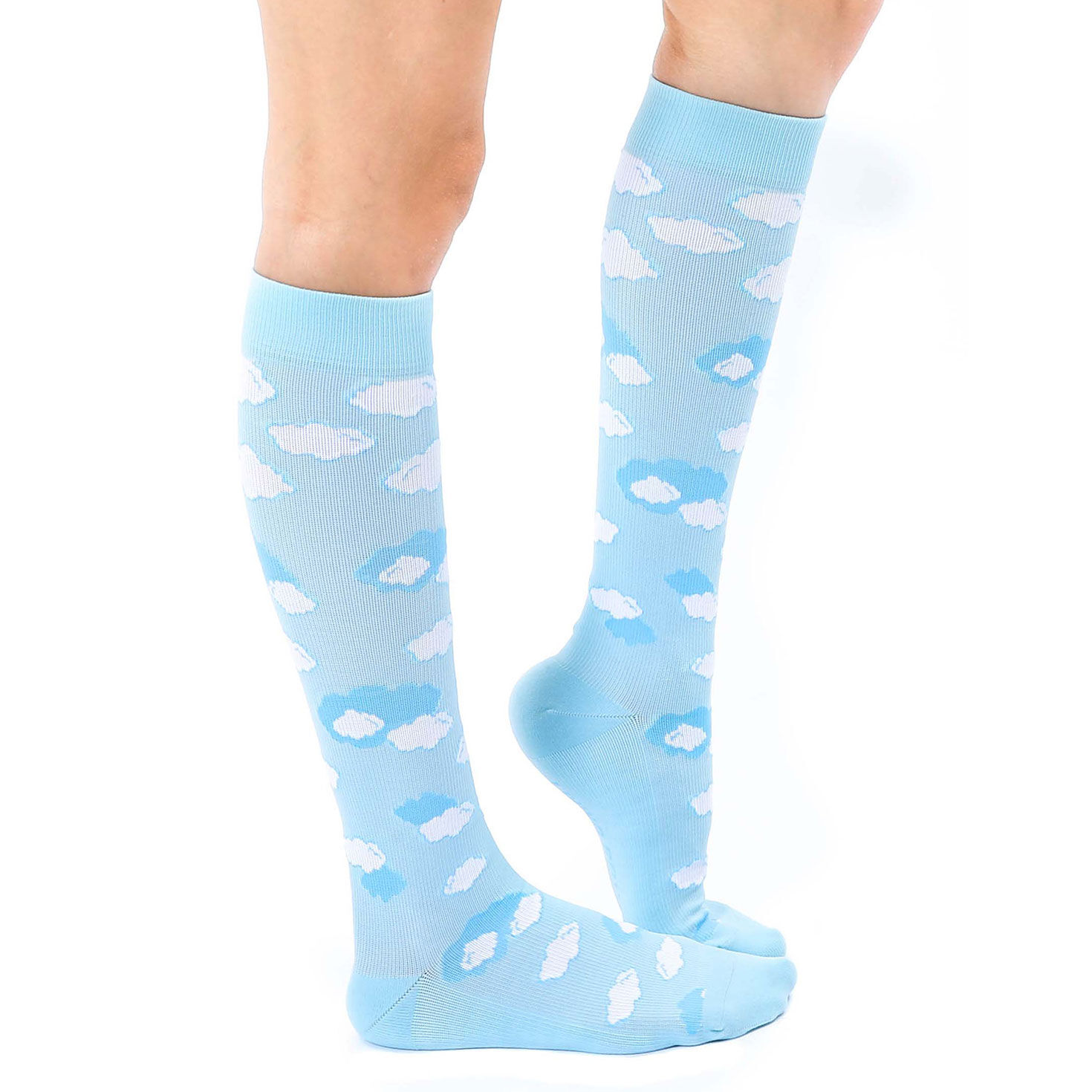 Living Royal Clouds on Sky Blue Compression Socks - Socks & Slippers ...