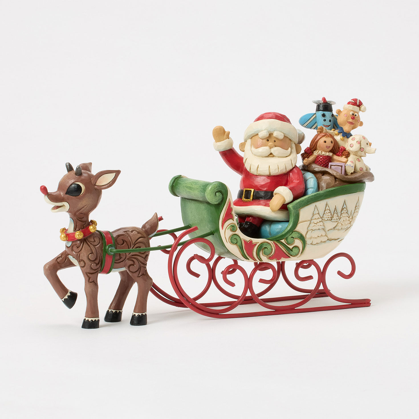 Jim Shore Rudolph Pulling Santa in Sleigh Figurine, 5" - Figurines ...