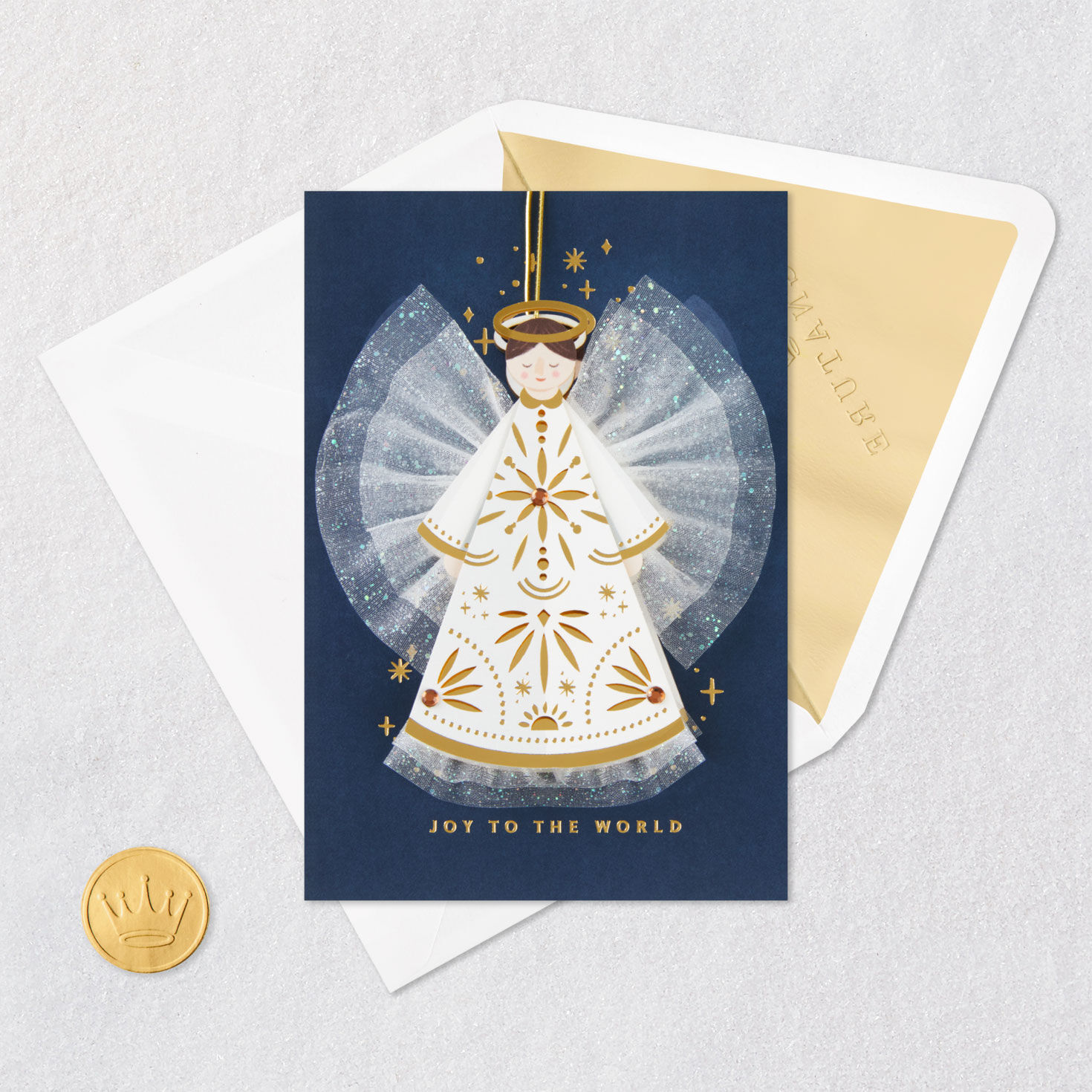 Joy to the World Christmas Card With Angel Ornament - Greeting Cards ...