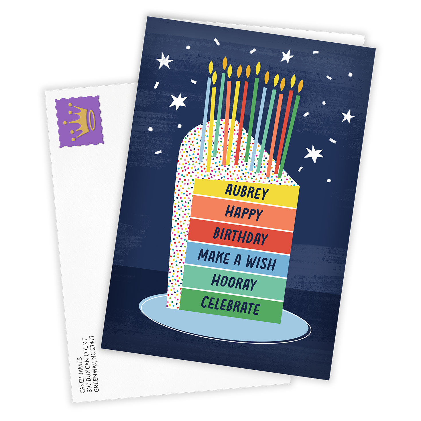 Personalized Fun and Colorful Cake Birthday Card - Greeting Cards ...