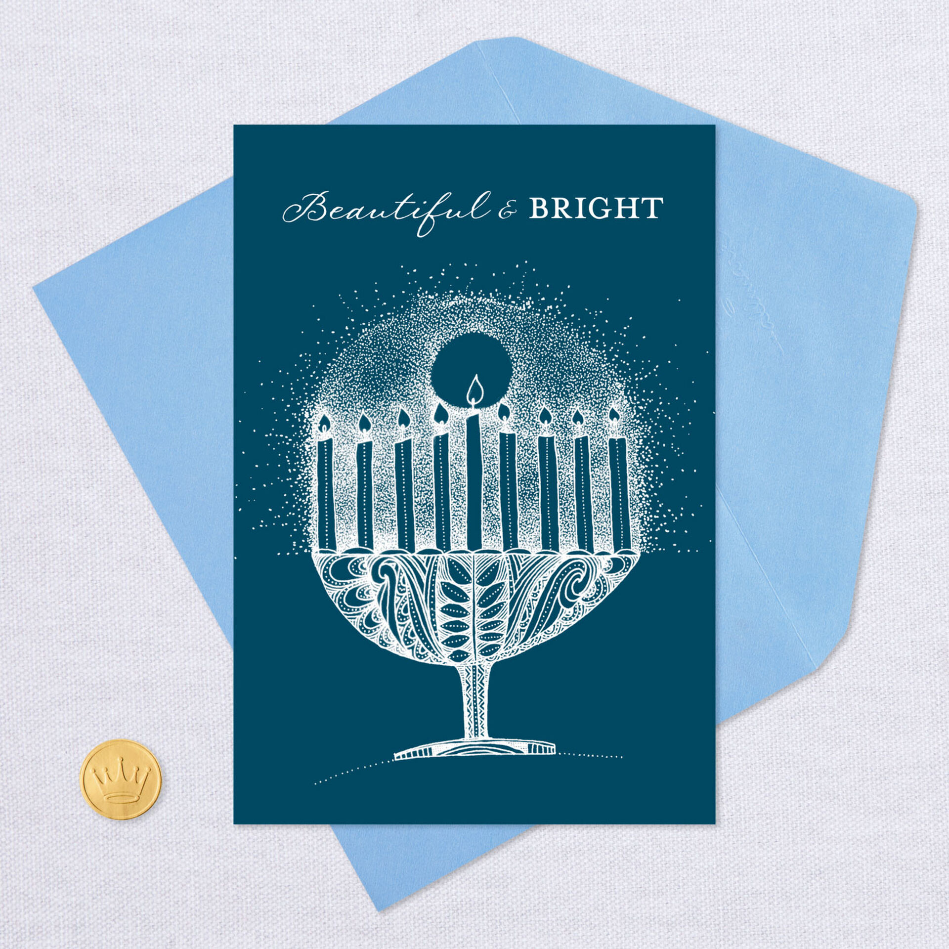 Beautiful and Bright Menorah Hanukkah Card - Greeting Cards - Hallmark