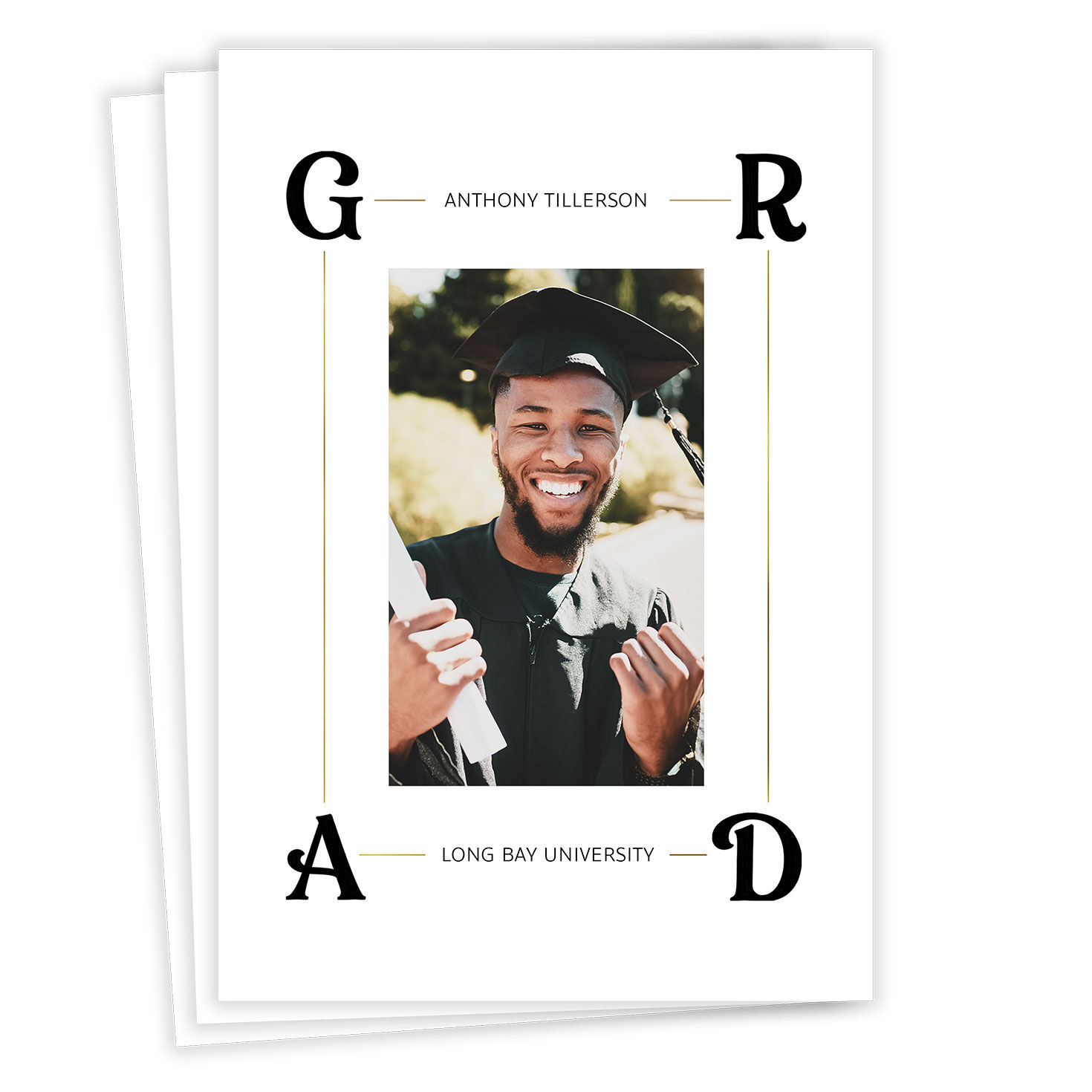 Elegant Letter Corners Flat Graduation Announcement - Announcements ...