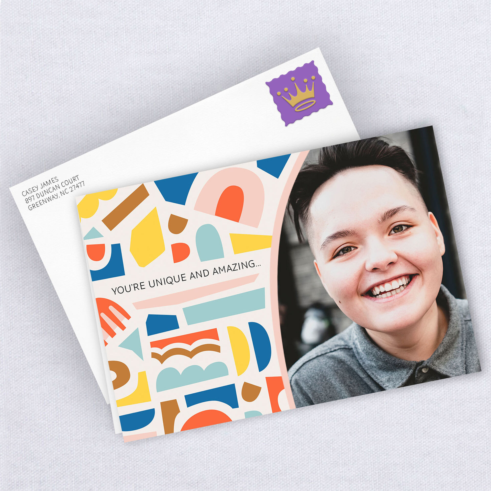 Personalized Colorful Shapes Photo Card - Greeting Cards - Hallmark