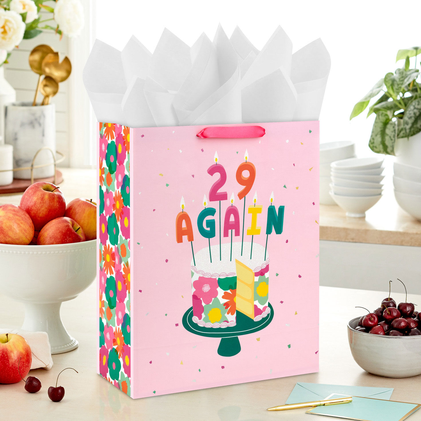 15.5" 29 Again Cake and Candles Extra-Large Birthday Gift Bag - Gift ...