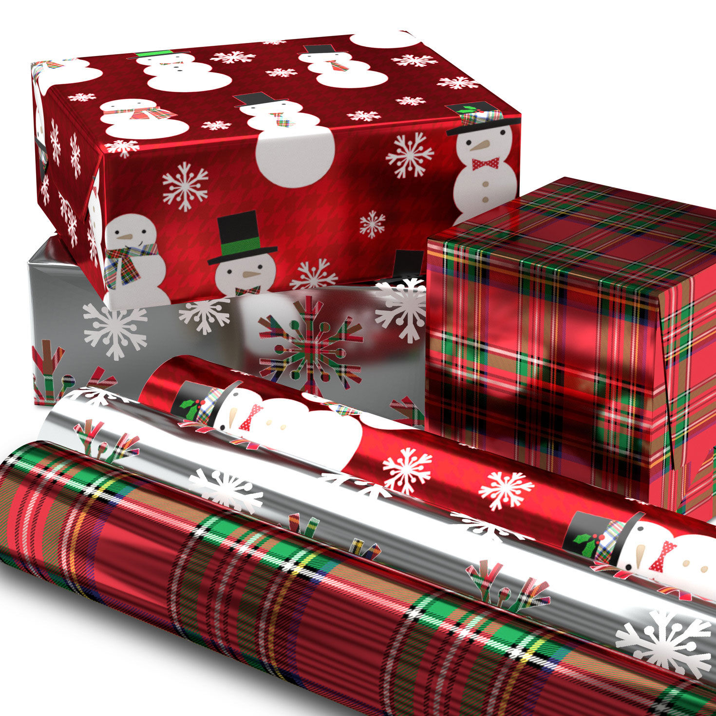 Snow Merry 3-Pack Foil Christmas Wrapping Paper Assortment, 60 sq. ft ...
