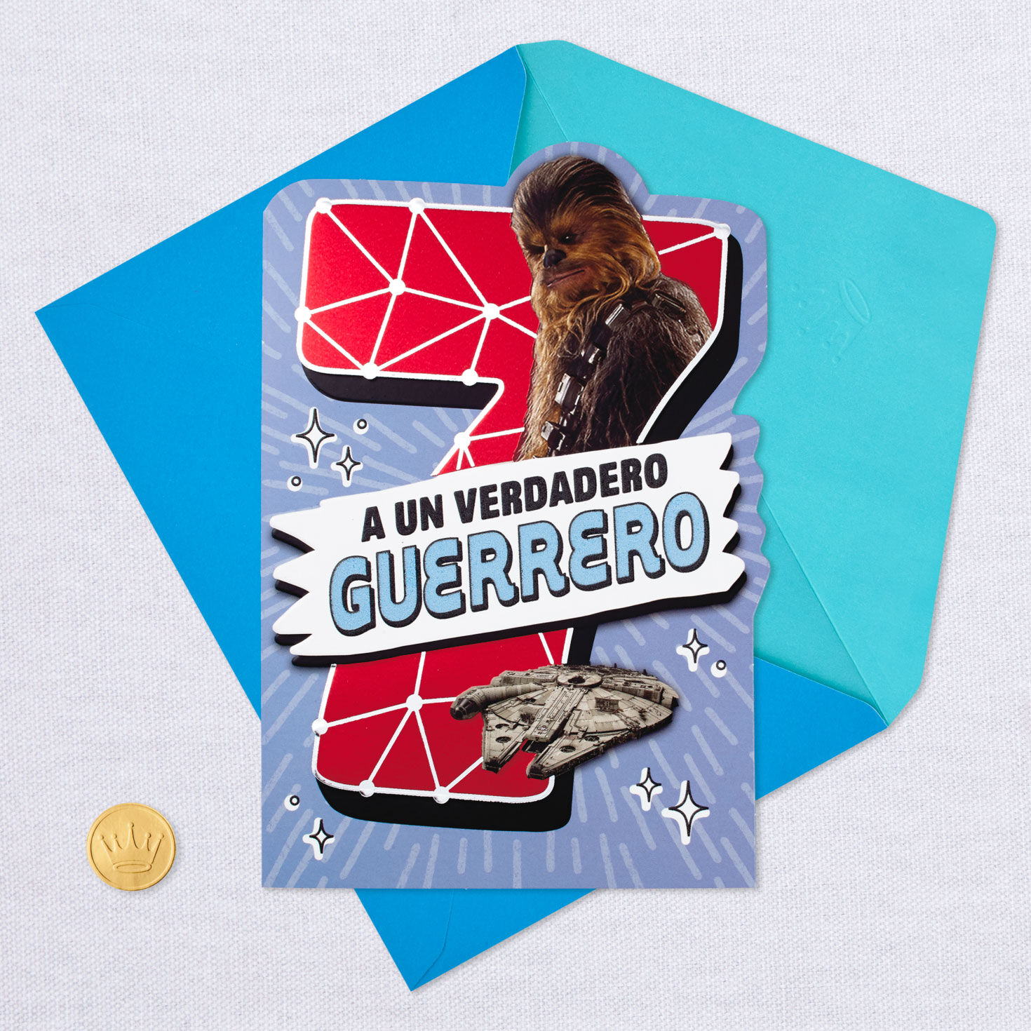 Star Wars™ Chewbacca™ Spanish-Language 7th Birthday Card With Stickers ...
