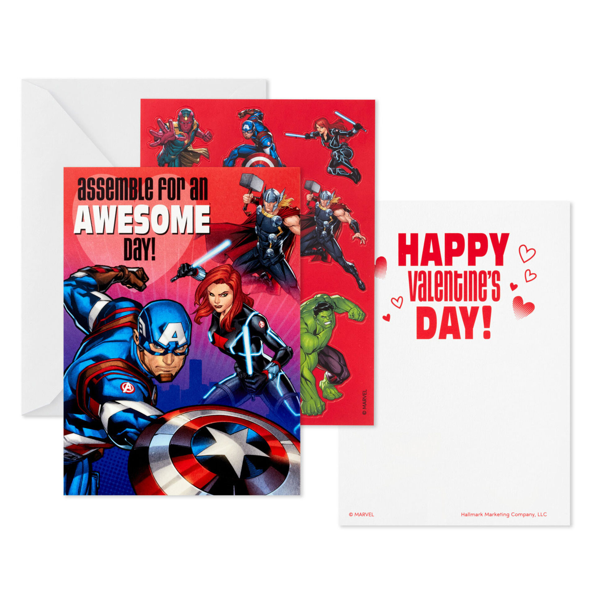 Marvel Avengers Kids Assorted Valentines With Stickers, Pack of 24 ...