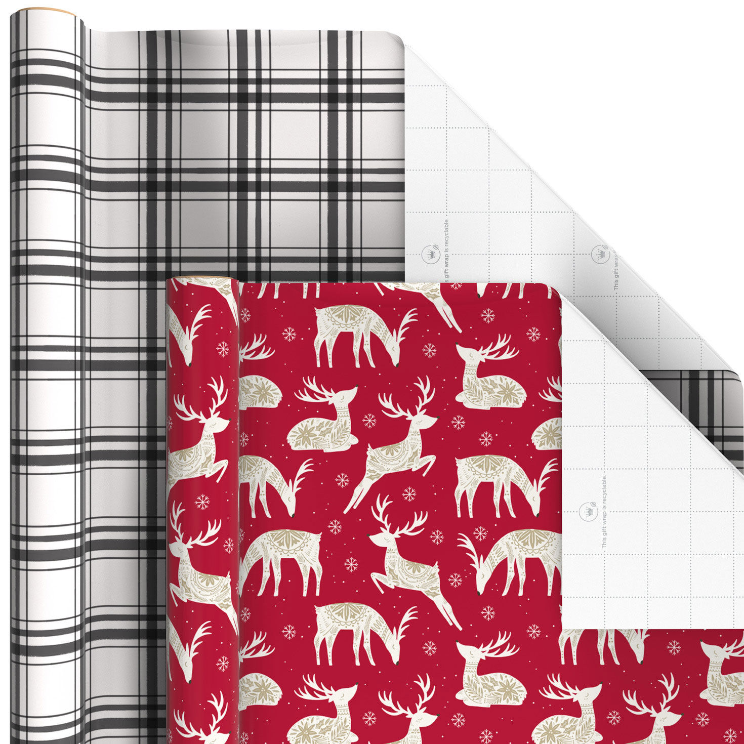 Cozy Patterns 6-Pack Assorted Holiday Wrapping Paper Roll Bundle, 150 ...