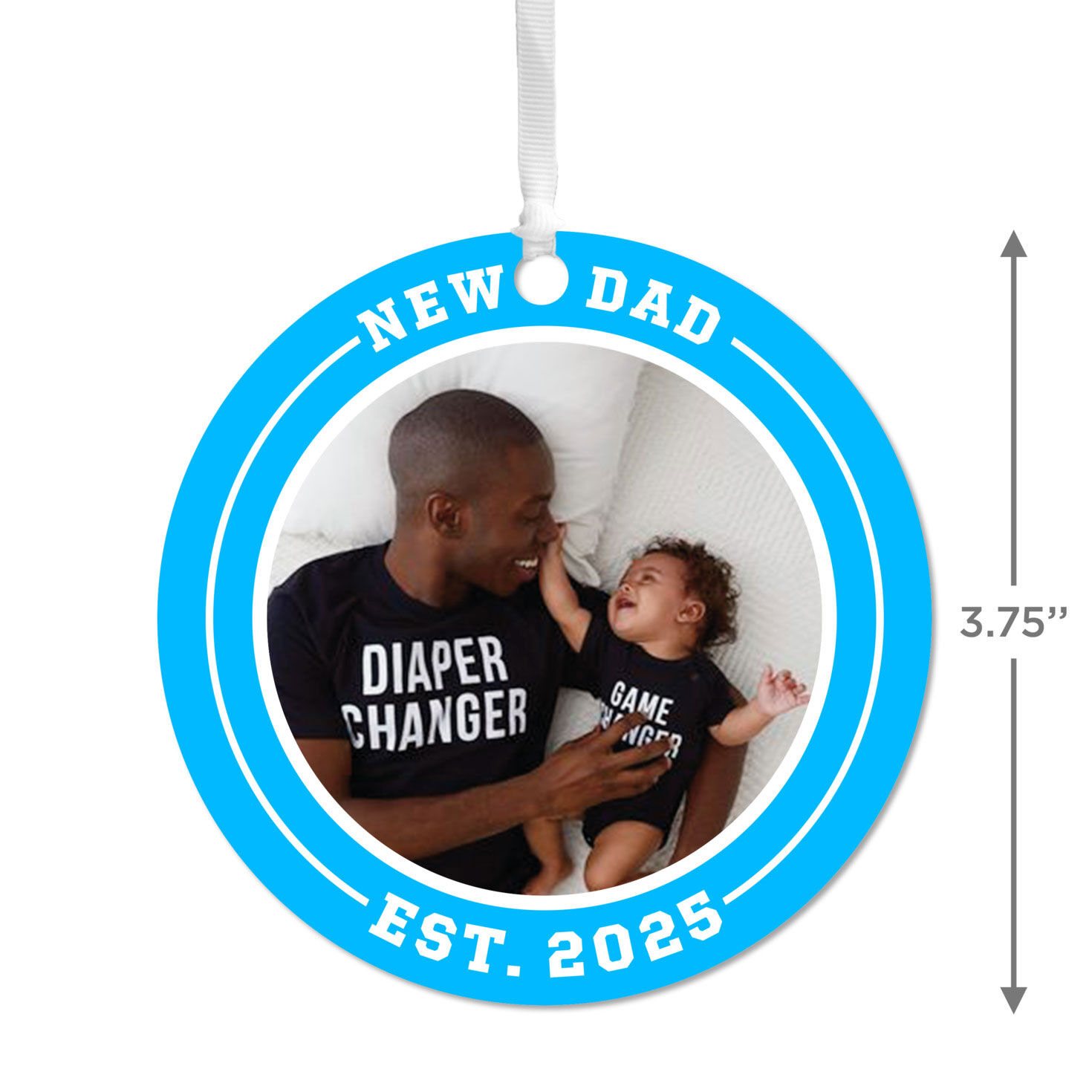 New Dad Round Metal Personalized Ornament, Custom Photo and Text ...