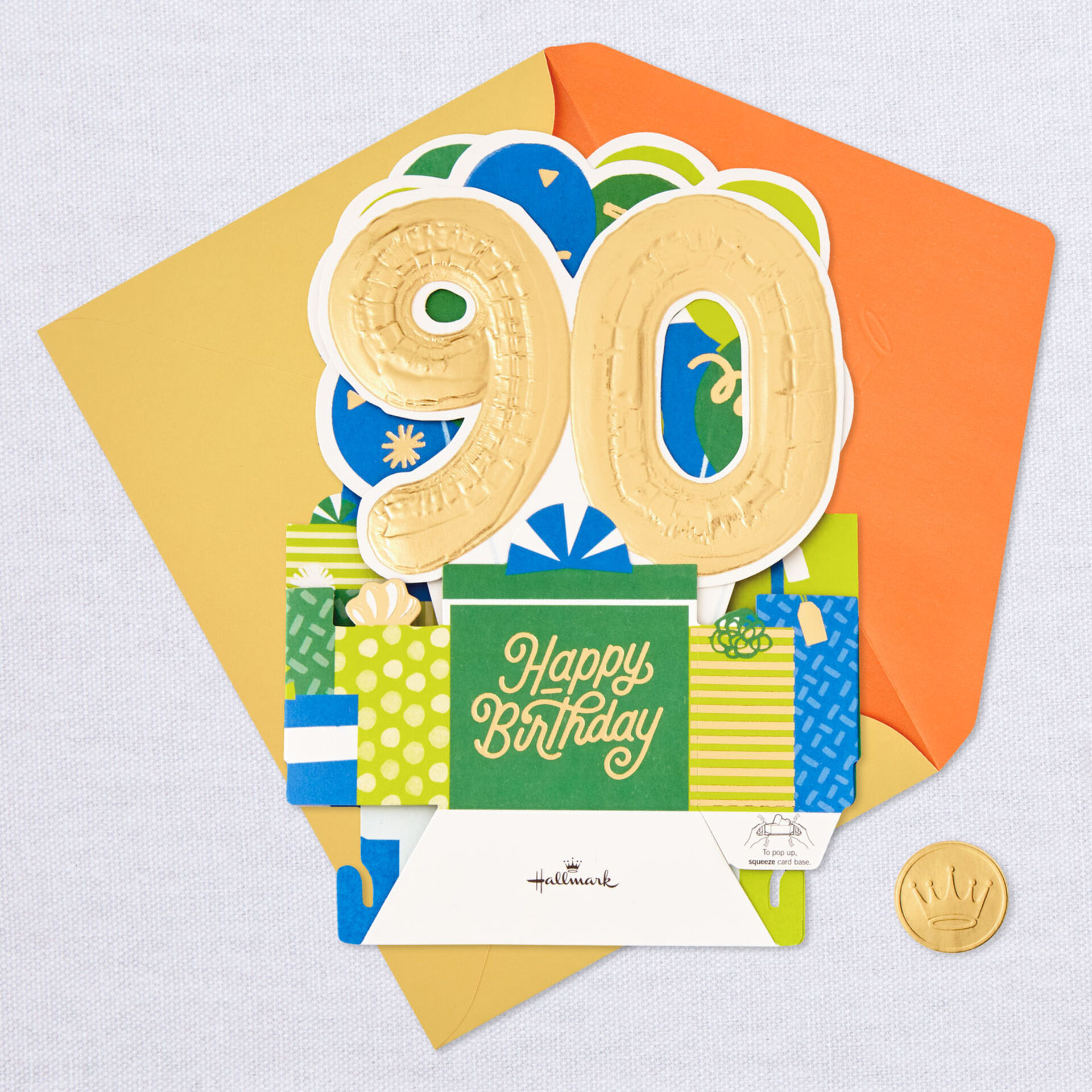 90 Birthday Balloons Mini 3D Pop-Up 90th Birthday Card - Greeting Cards ...