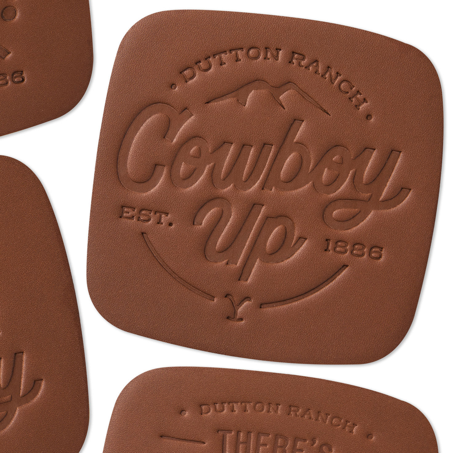 Yellowstone Dutton Ranch Bonded Leather Coasters, Set of 4 - Kitchen ...