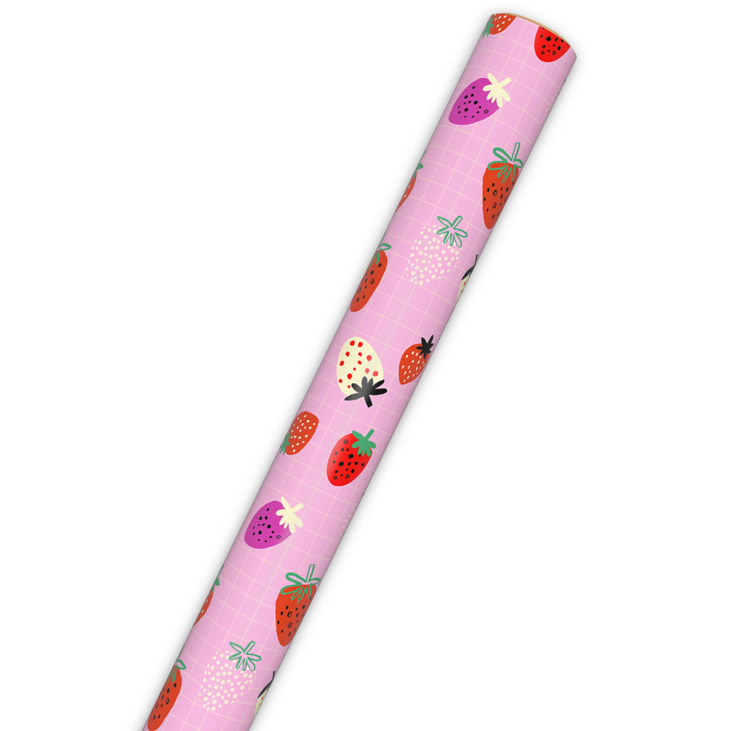 Strawberry-Scented Colorful Berries on Pink Wrapping Paper Roll, 15 sq ...