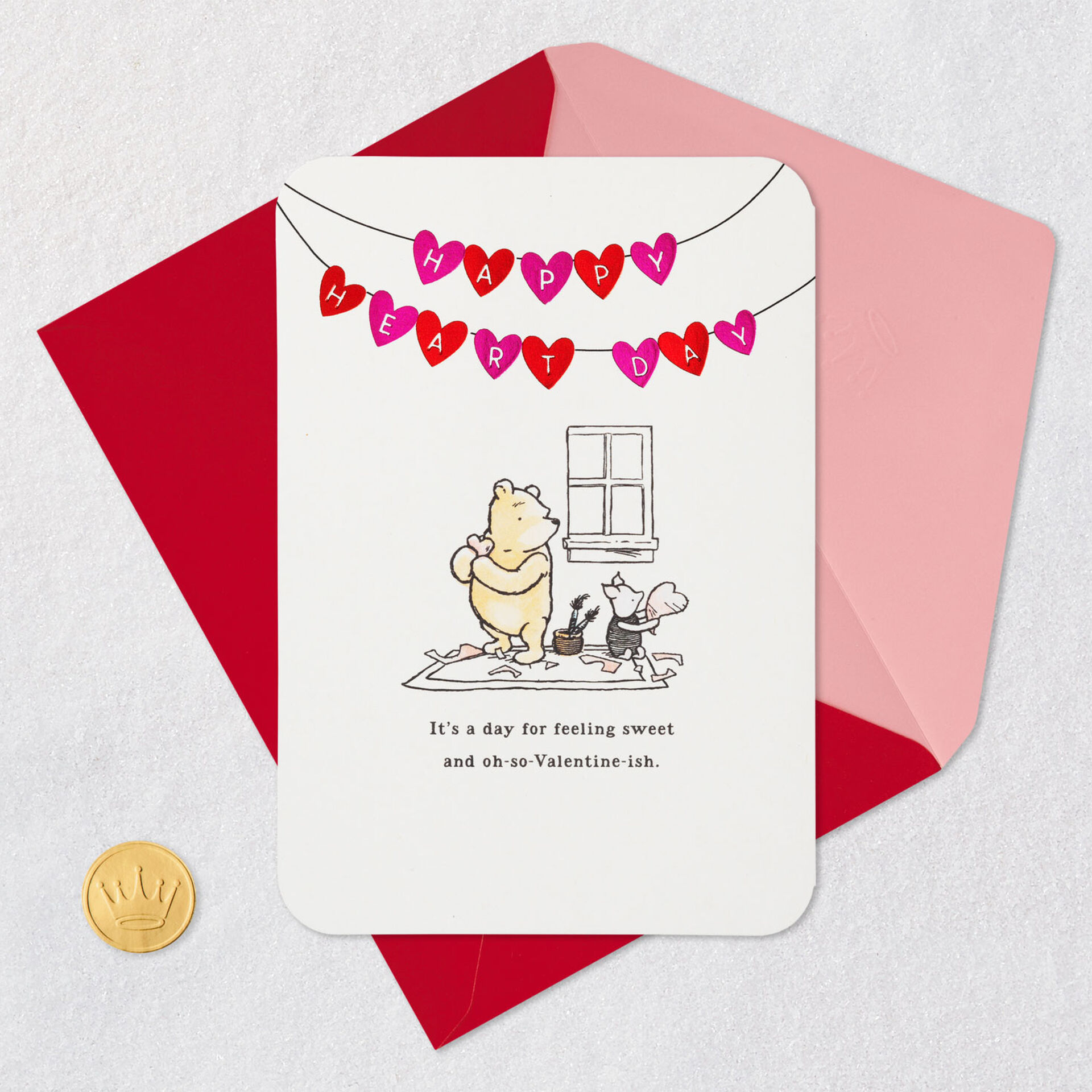Disney Winnie The Pooh Happy Heart Day Valentines Day Card Greeting