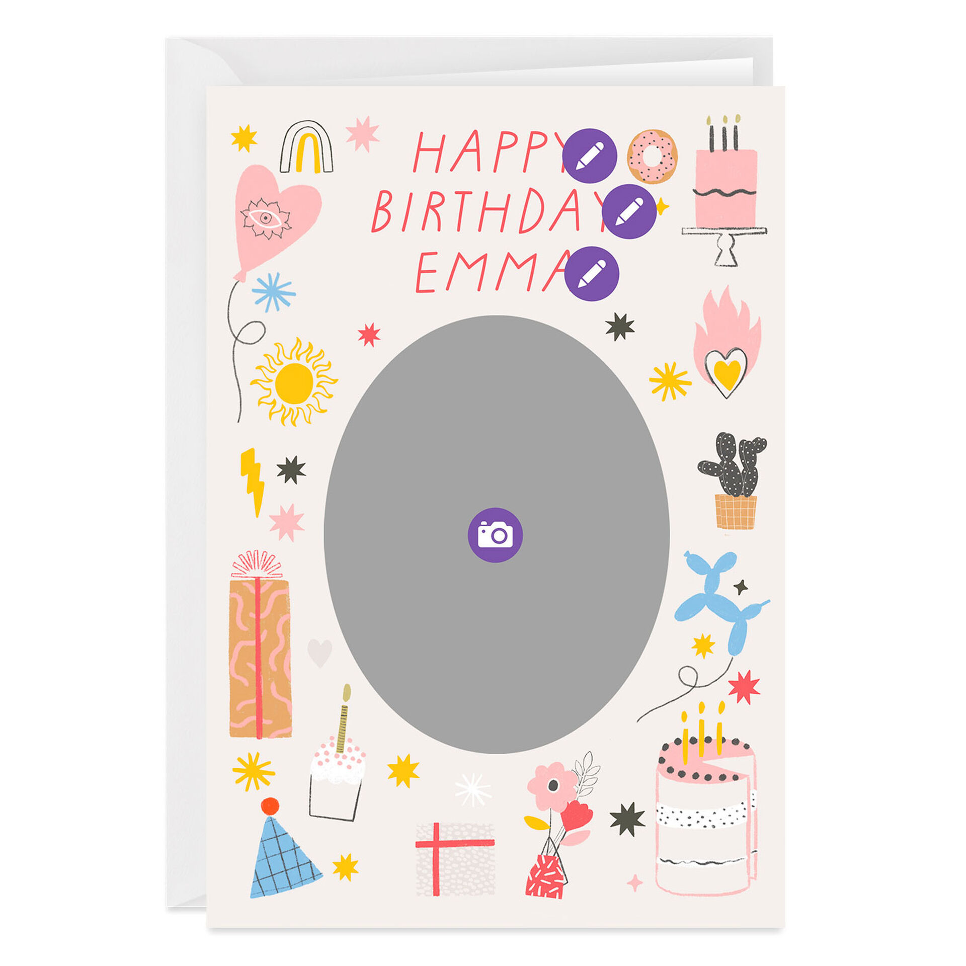 Personalized Party Icons Birthday Photo Card - Greeting Cards - Hallmark