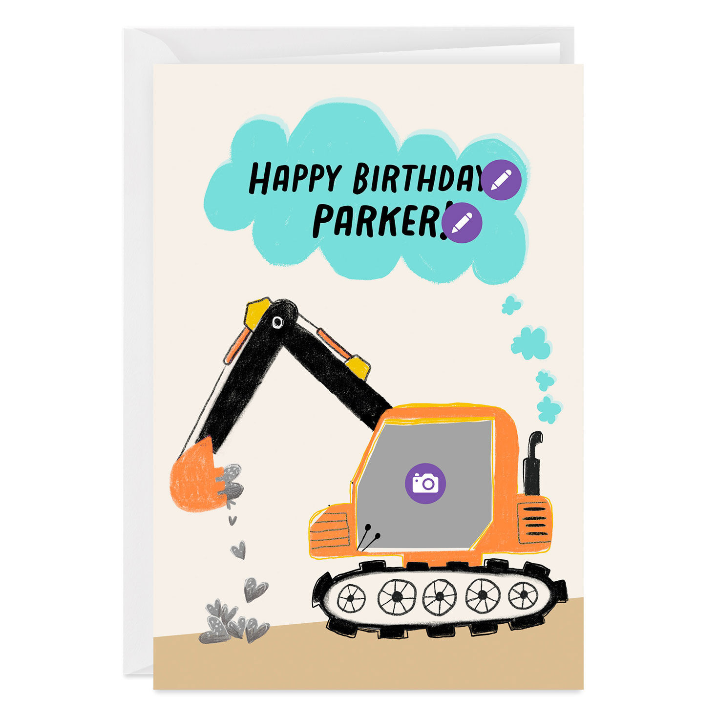 Personalized Construction Theme Photo Card for Kid - Greeting Cards ...